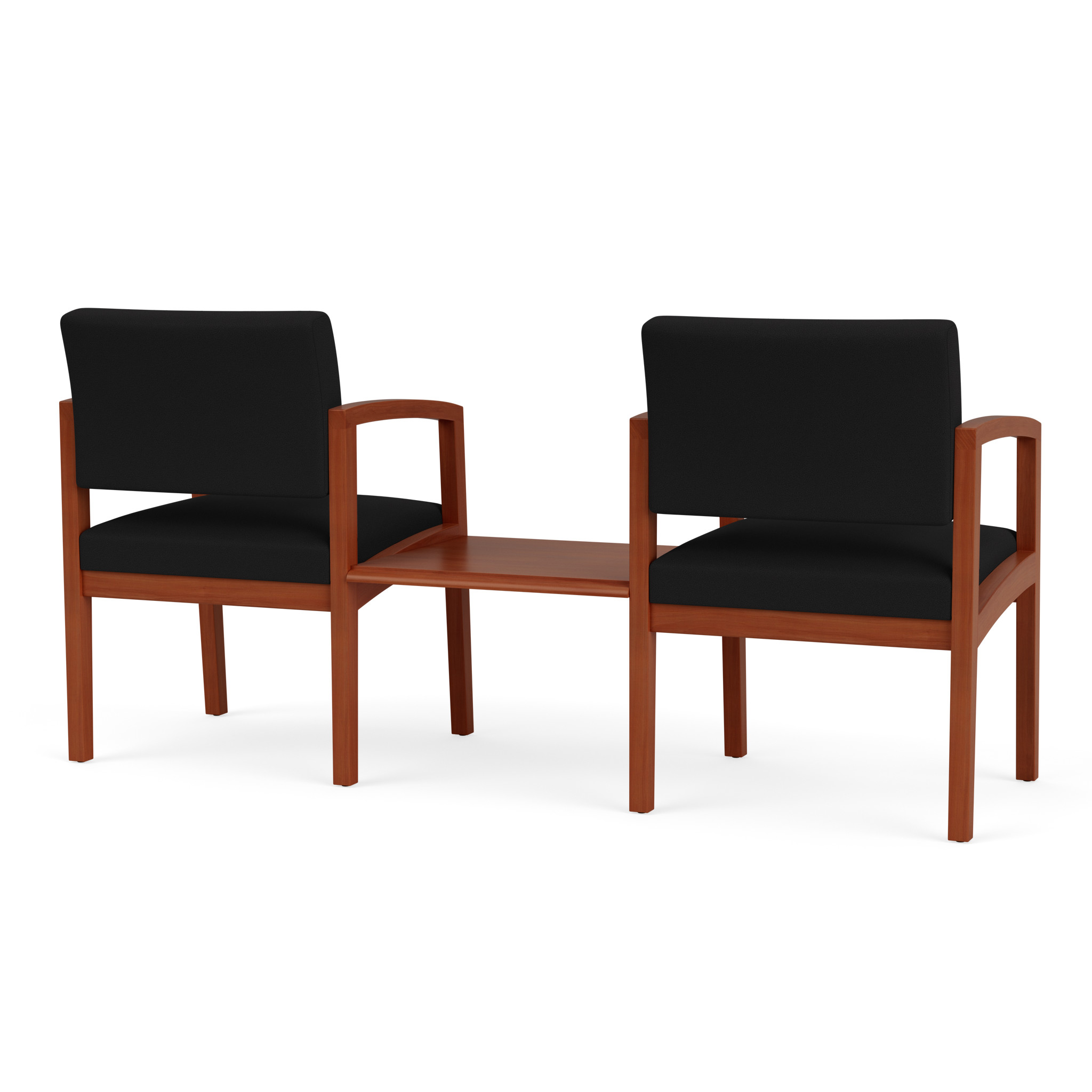 Lenox Wood 2 Chairs w/ Connecting Center Table - Stellar Office Furniture