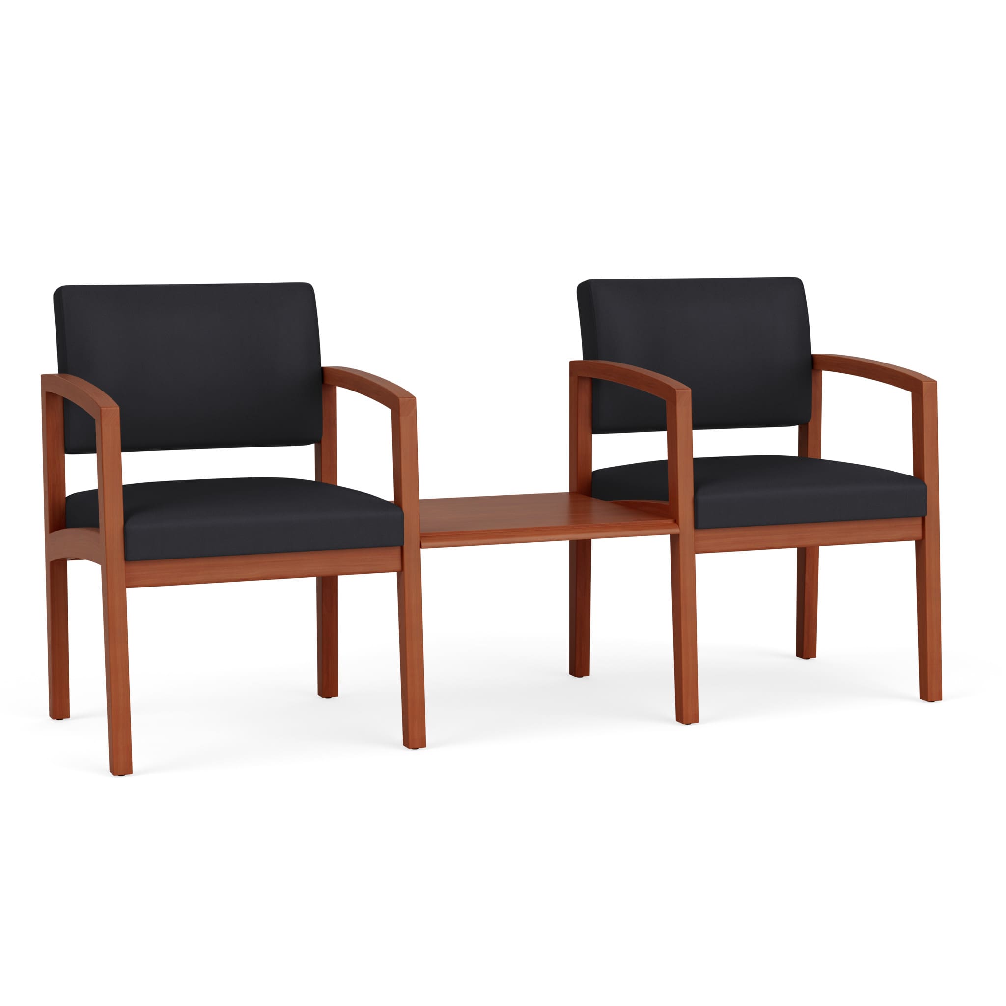 Lenox Wood 2 Chairs w/ Connecting Center Table - Stellar Office Furniture