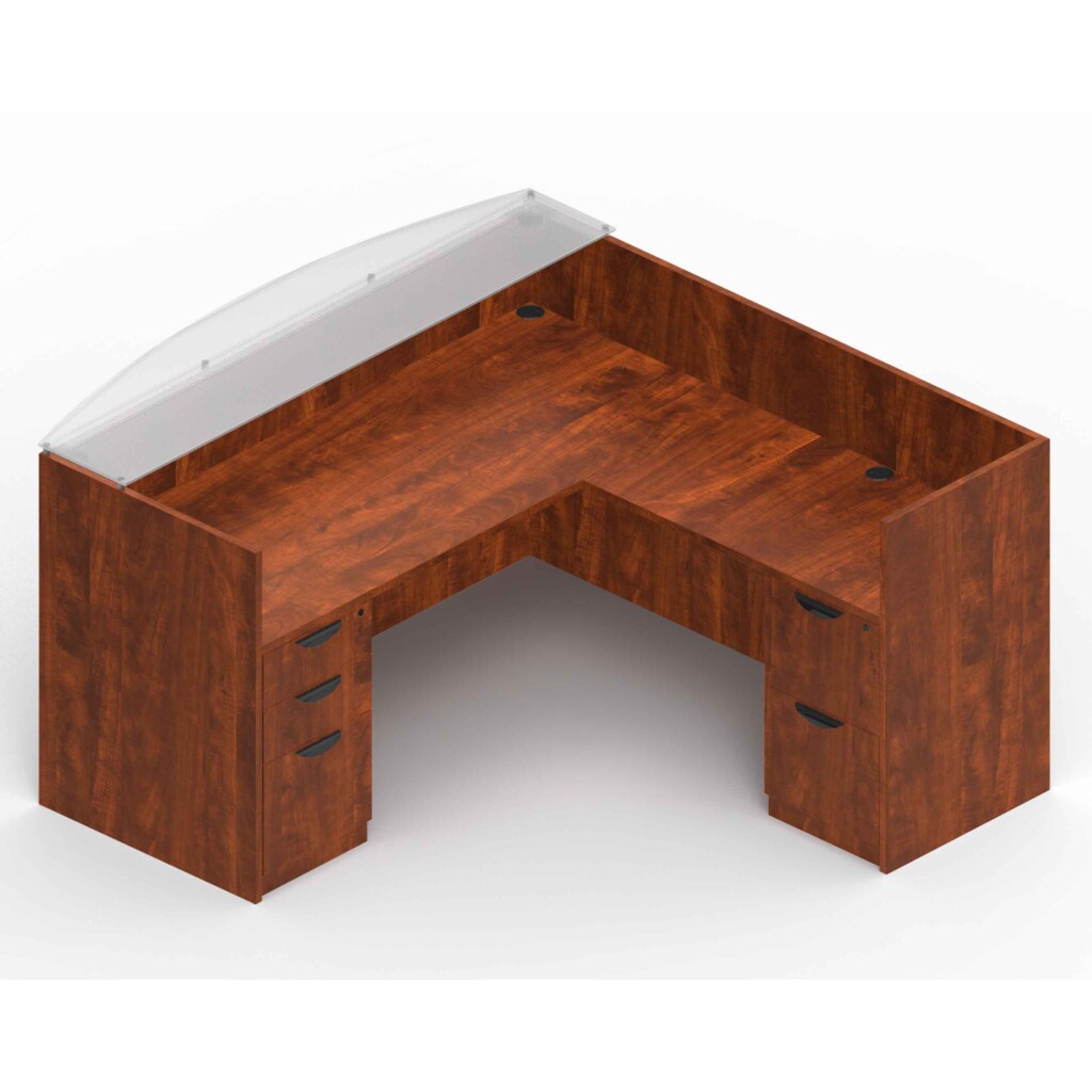 71" x 30 Desk with Glass Transaction Top, 42" x 24" Return, Box/Box ...