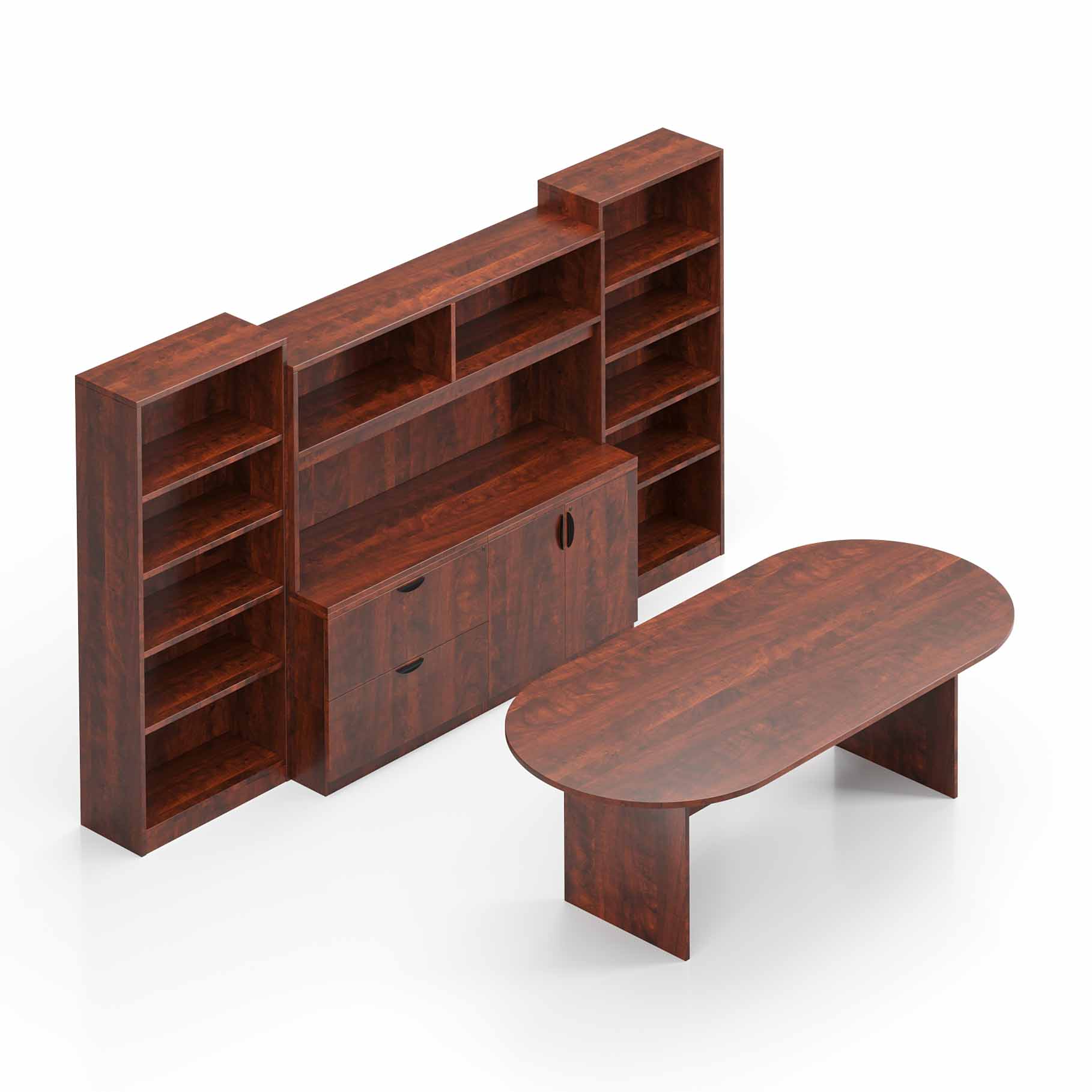 8' Conference Table with a Storage Cabinet, Mixed Storage Unit ...