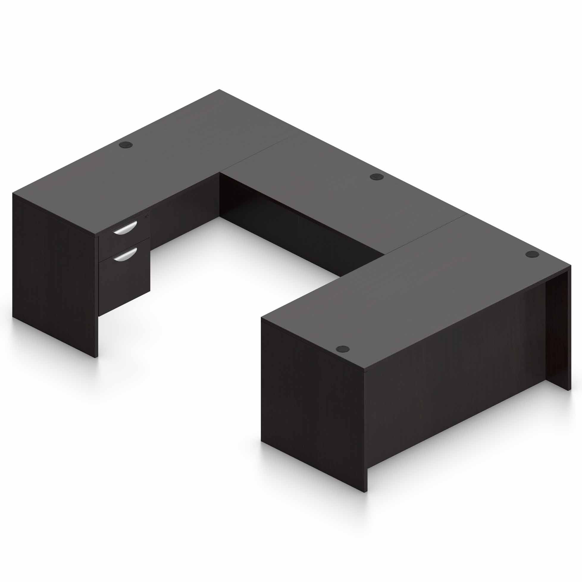 66" x 30" Desk Shell with a Hanging Box/File Pedestal, 42" x 24" Bridge ...